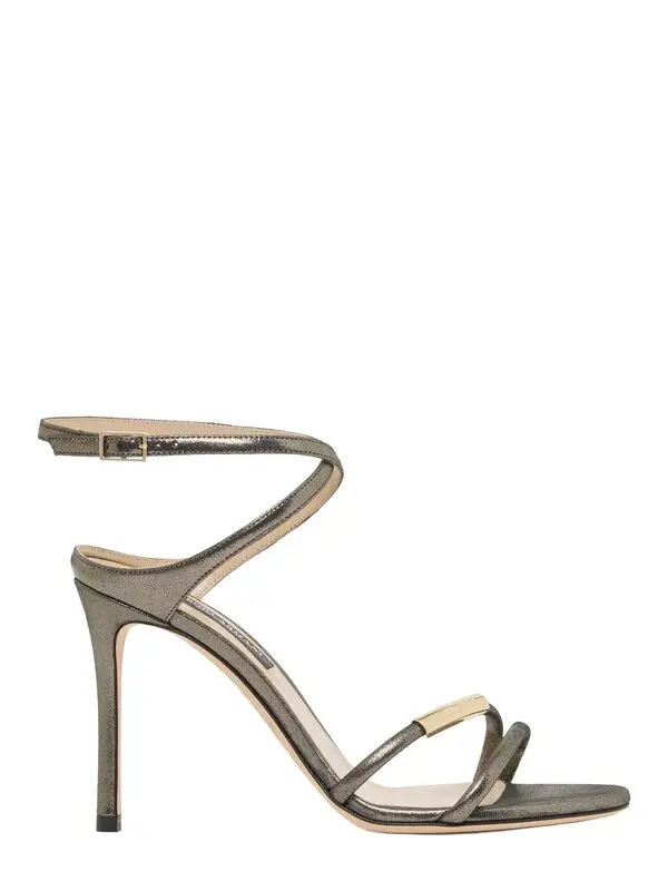 Giorgio Armani Heeled Sandals In Sparkling Nubuck - Grey