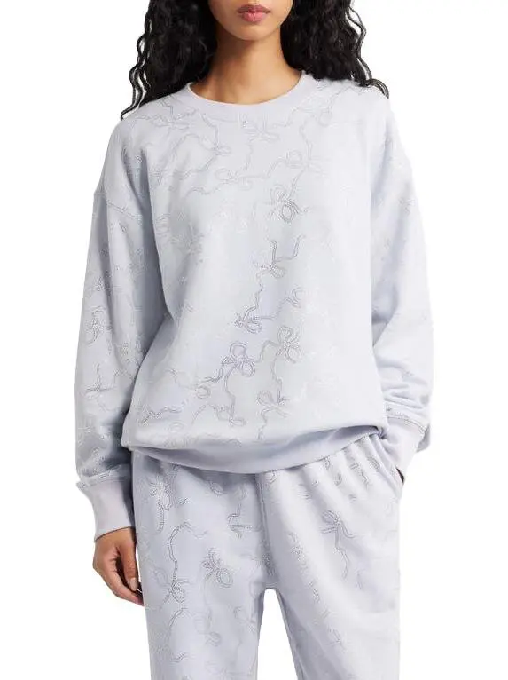 LoveShackFancy Karabeth Embellished Sweatshirt - Aspen Blue