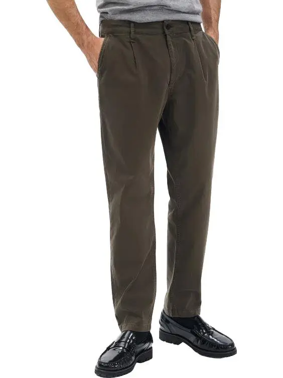 Rag & Bone Evan Trim Fit Pleated Stretch Cotton Chinos - Bark