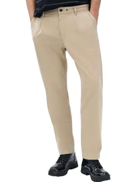 Rag & Bone Evan Trim Fit Pleated Stretch Cotton Chinos - Light Khaki