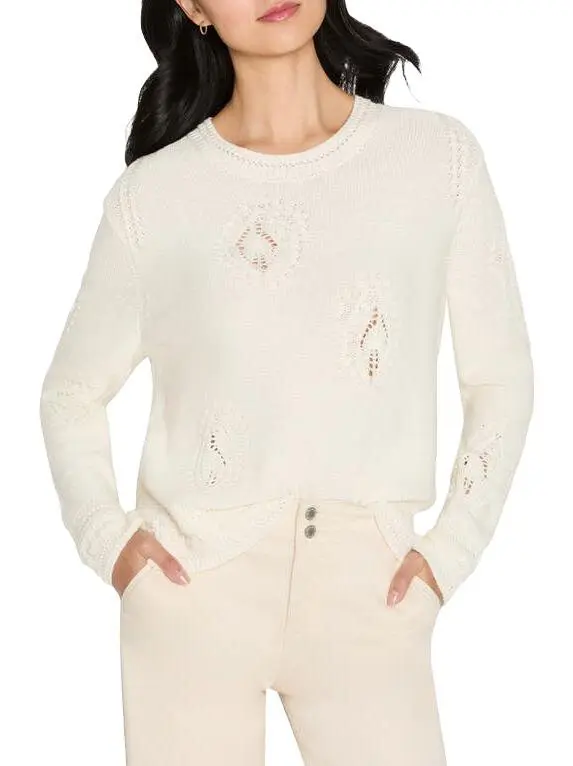 NIC+ZOE Cotton Paisley Dot Sweater - Classic Cream