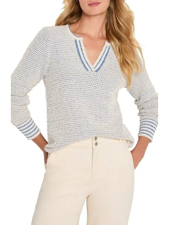 NIC+ZOE Tuck Open Stitch Sweater - Blue Multi