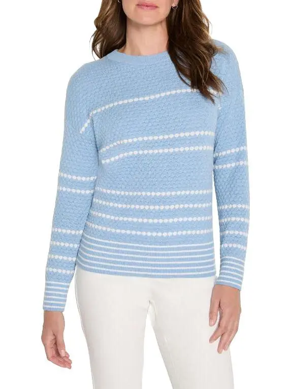 NIC+ZOE Cotton & Cashmere Blend Striped Sweater - Blue Multi