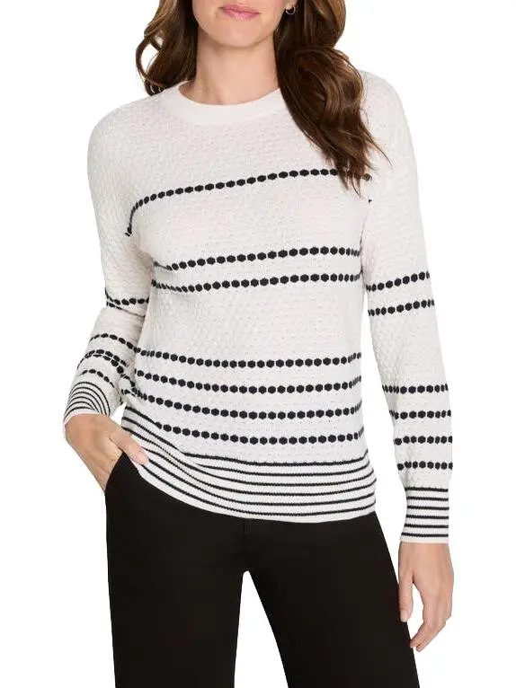 NIC+ZOE Cotton & Cashmere Blend Striped Sweater - Cream Multi