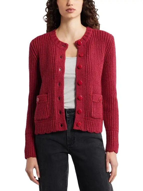 Caslon Boxy Cardigan - Red Rumba
