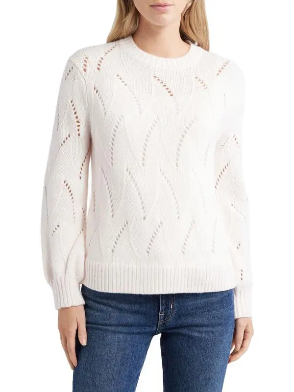 Caslon Lofty Pointelle Stitch Crewneck Sweater - Pink Fresco