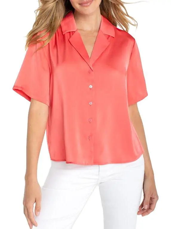 LIVERPOOL Camp Collar Button-up Shirt - Sunset Coral