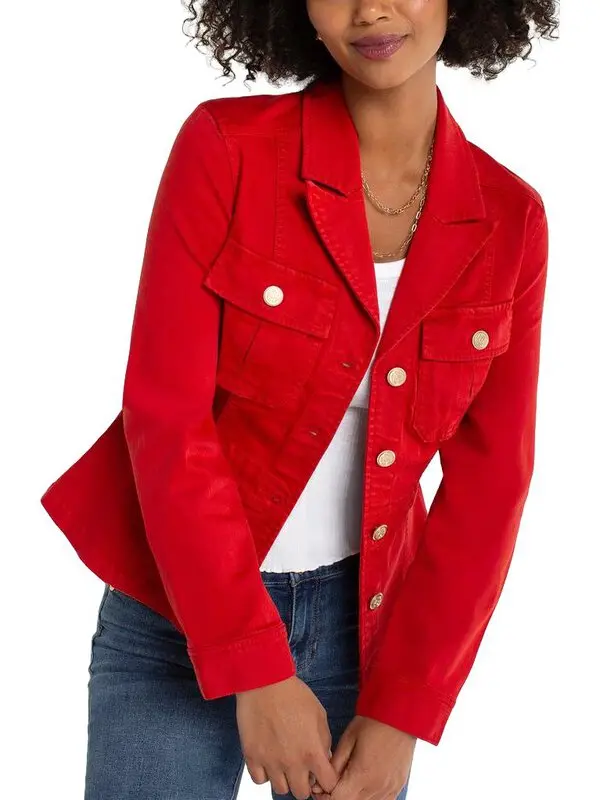 LIVERPOOL Tab Detail Peplum Jacket - Fire Brick