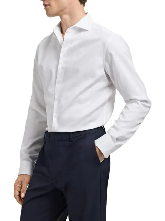 Mango Slim Fit Cotton Button-up Shirt - White