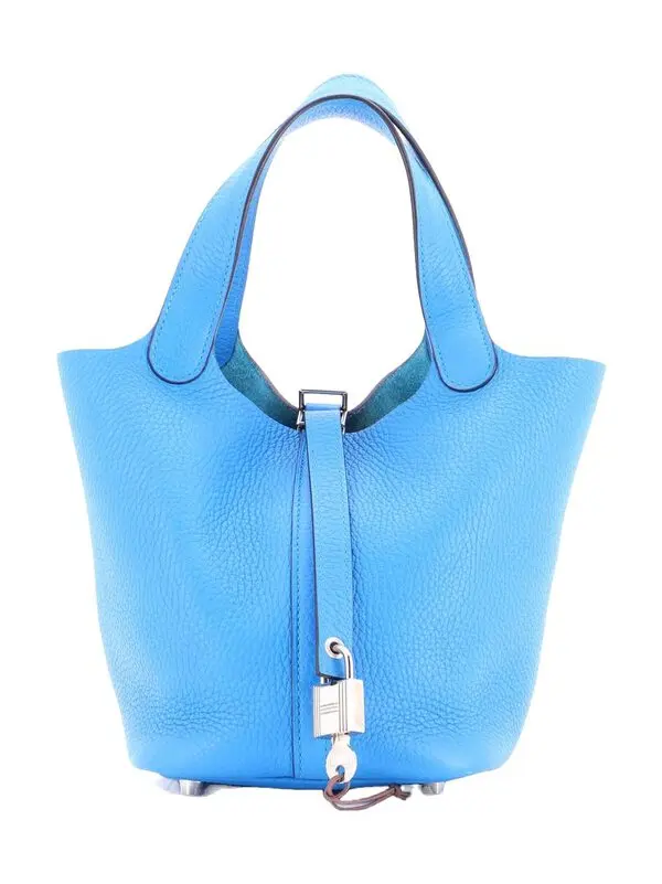 HERMES Picotin Lock Bag Clemence Pm - Bleu Zanzibar