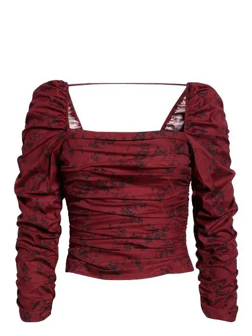 REFORMATION Joi Floral Ruched Blouse - Paramour