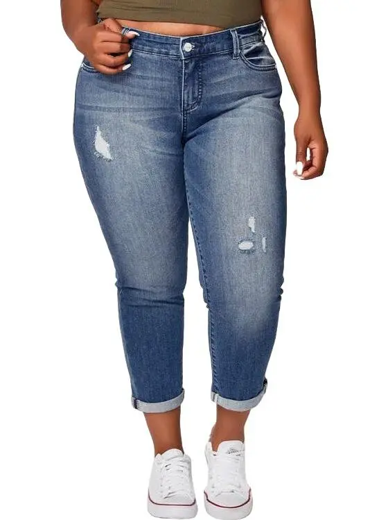 SLINK JEANS Mid-rise Cropped Boyfriend Jeans - Valentina