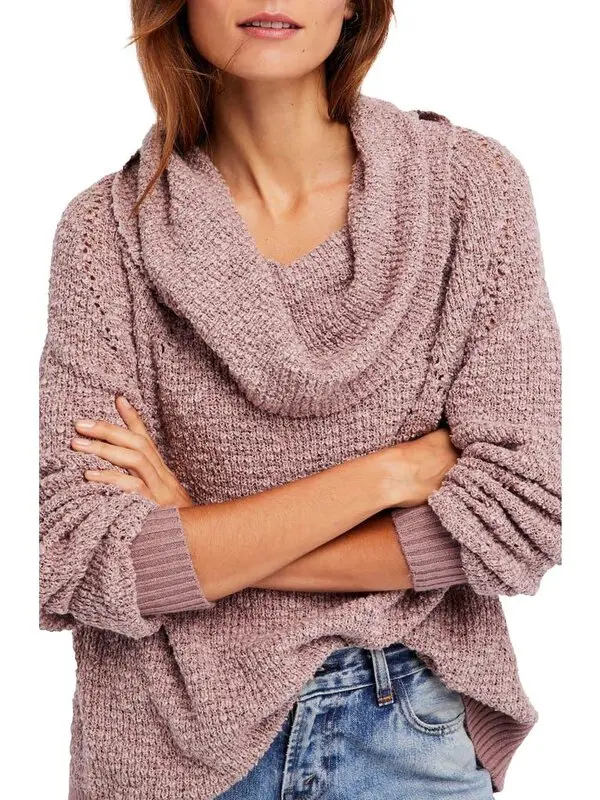 Free People By Your Side Cowl Neck Sweater - Mauve