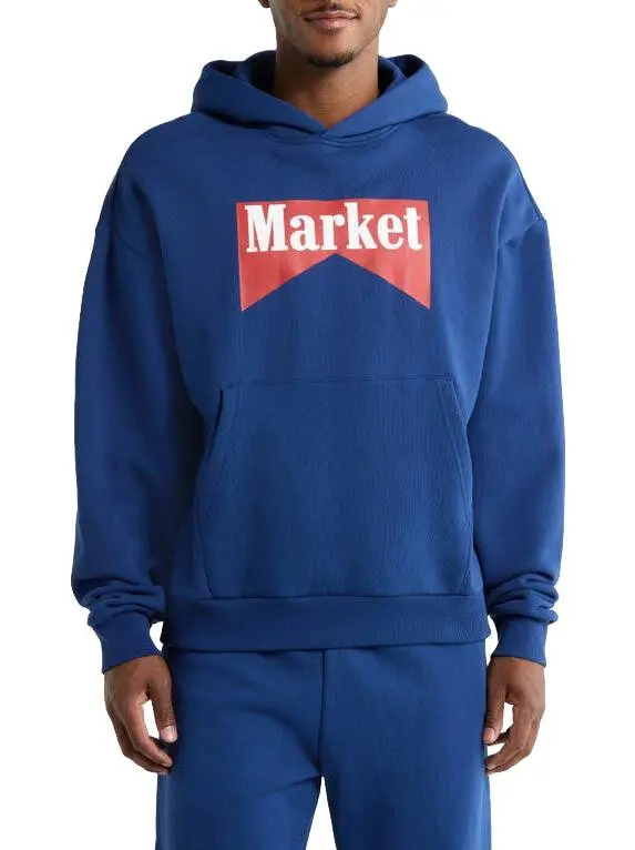 MARKET Cowboy Bear Oversize Cotton Fleece Hoodie - Navy