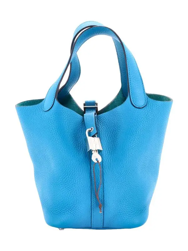 HERMES Picotin Lock Bag Clemence Pm - Bleu Zanzibar
