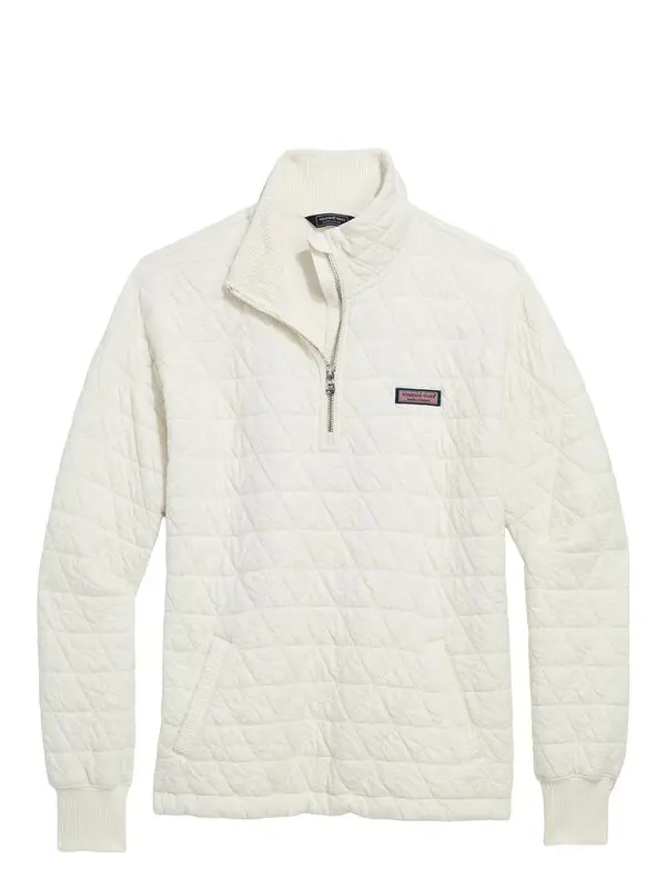 Vineyard Vines Quilted Quarter Zip Pullover - Marshmallow