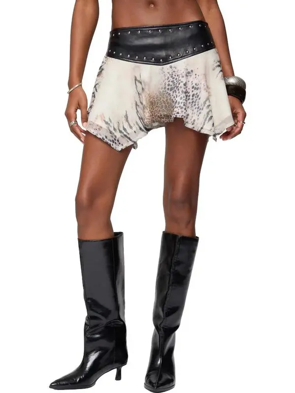 EDIKTED Letta Animal Print Chiffon Mini Skirt - Mix