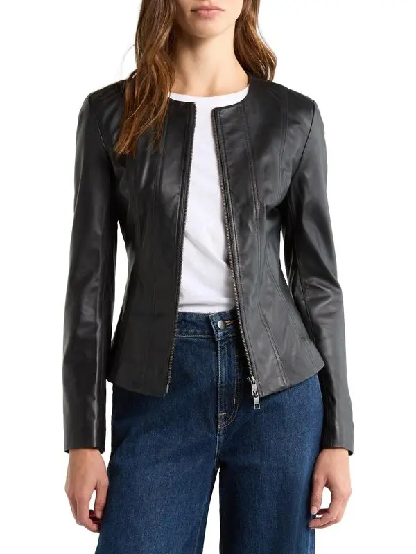 Staud Wells Leather Jacket - Black