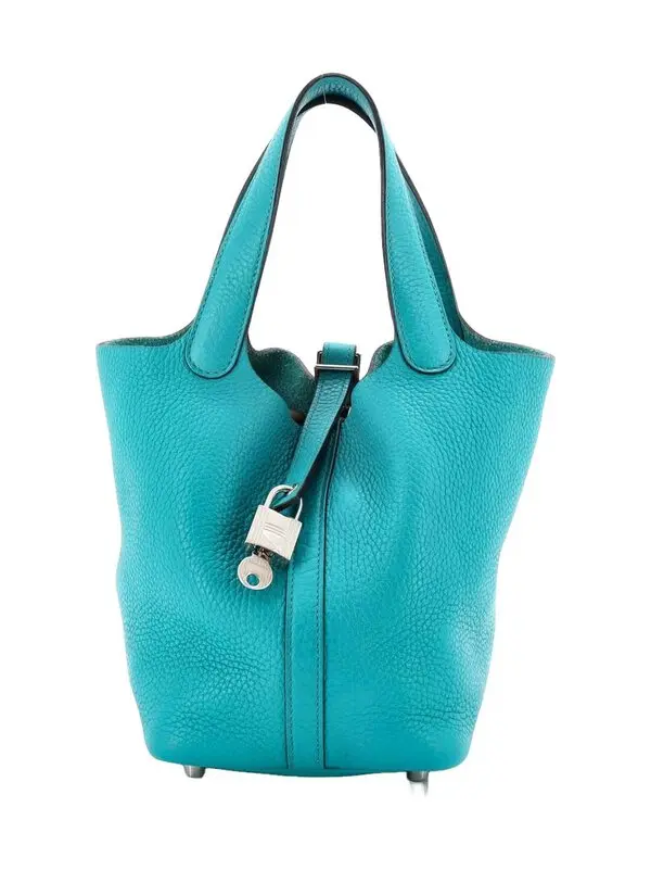 HERMES Picotin Lock Bag Clemence Pm - Bleu Paon