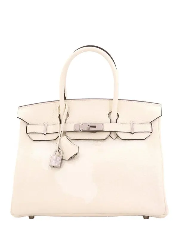 HERMES Birkin 30 Handbag Clemence Leather Palladium Hardware - Nata