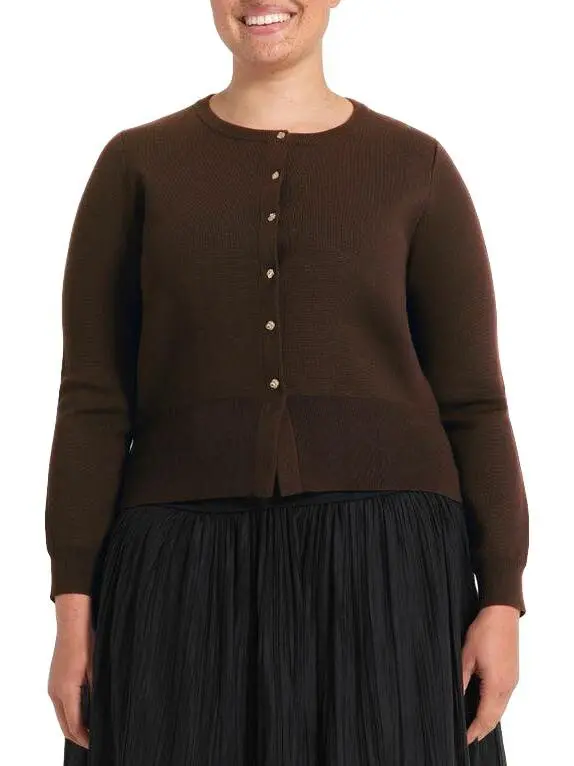 ESTELLE Jasmine Crewneck Cardigan - Chocolate