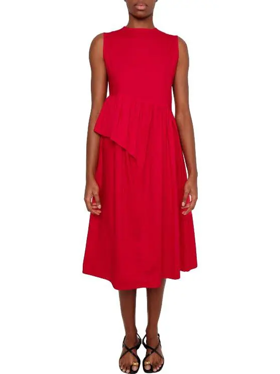 THE LULO PROJECT Ruffle Sleeveless Midi Dress - Red 09