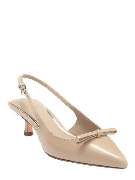 Paige Kitten Heel Slingback Pumps - Light Tan