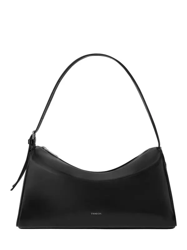STAND OIL Melly Faux Leather Shoulder Bag - Black