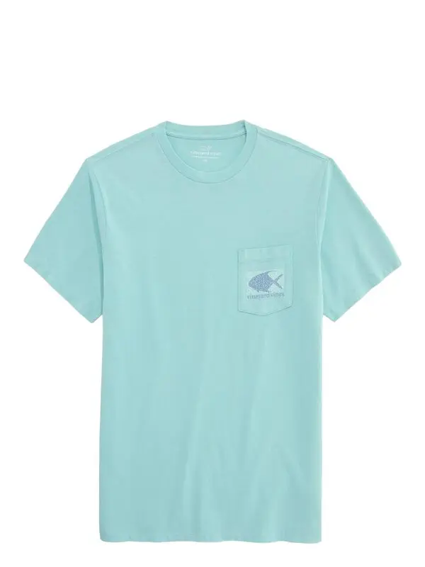 Vineyard Vines Drift Dye Tarpon Whale Pocket Graphic T-shirt - Aqua Haze