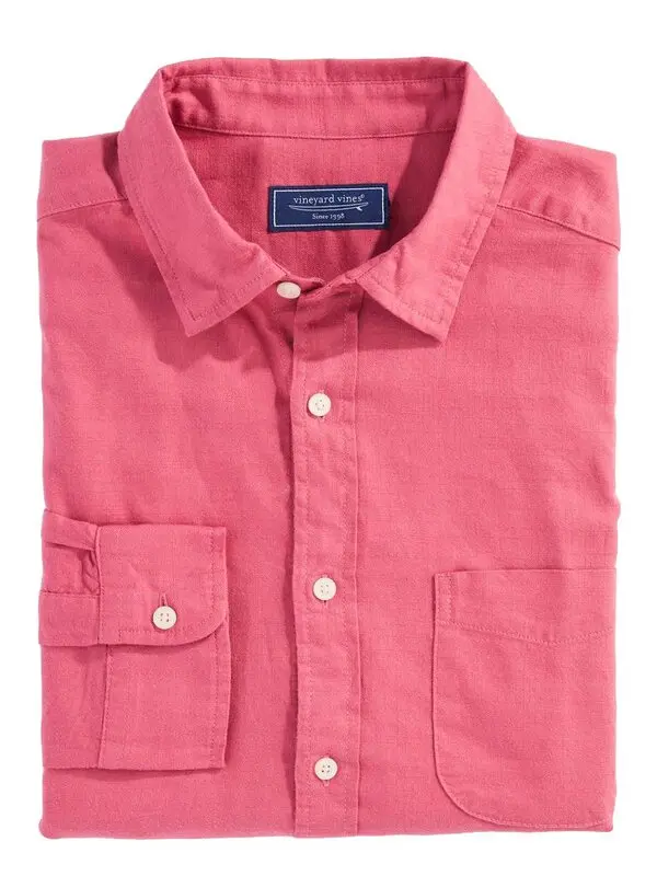 Vineyard Vines Cisco Solid Island Slub Cotton Button-up Shirt - Red Sky
