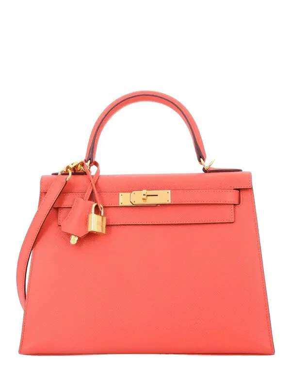HERMES Kelly Handbag 28 Red Epsom With Gold Hardware - Rouge Pivoine