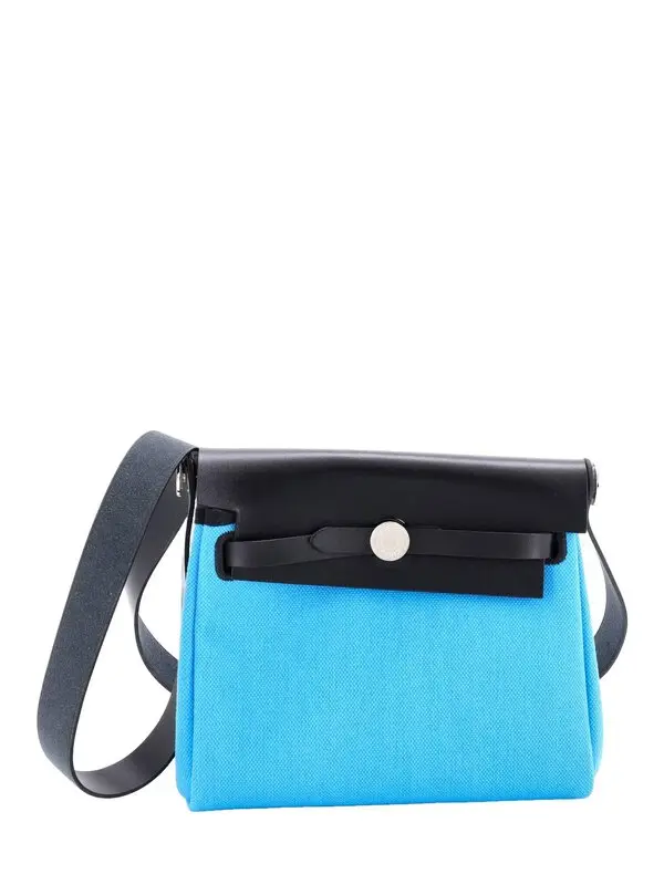 HERMES Herbag Zip Toile And Leather 20 - Bleu Riviera