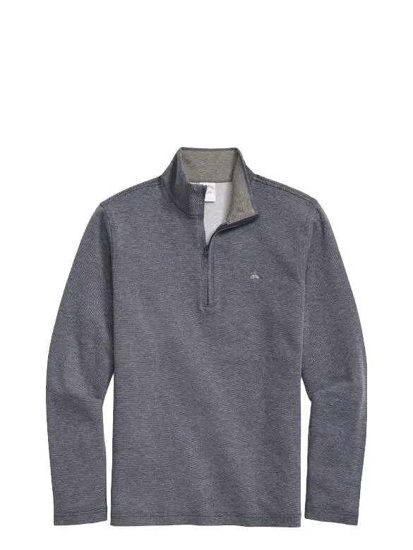 Brooks Brothers Heathered Piqué Half Zip Pullover - Navy Blue