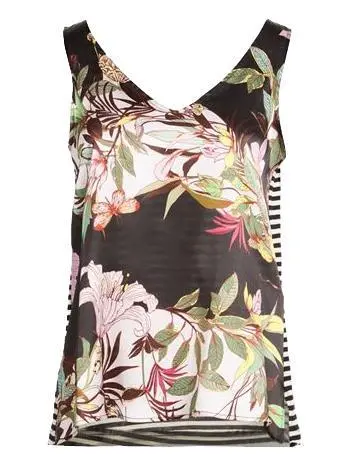 SHIRTAPORTER Floral Print Satin Top - Black