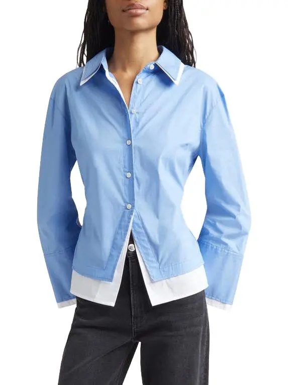 Veronica Beard Bonnie Layered Button-up Shirt - Cadet