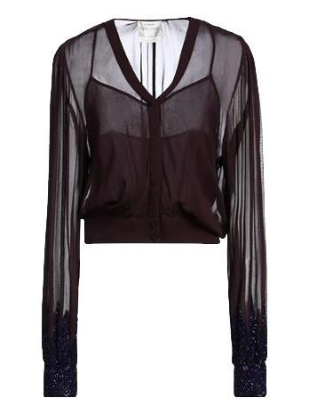 FORTE_FORTE Georgette Appliqued Shirt - Plum