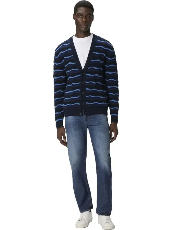 Missoni Wave Stitch Wool Cardigan - Blue