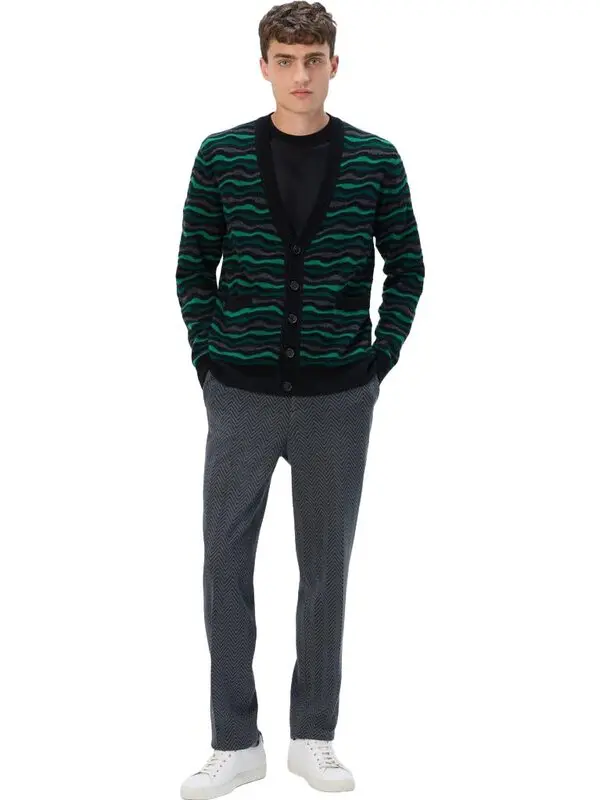 Missoni Wave Stitch Wool Cardigan - Green