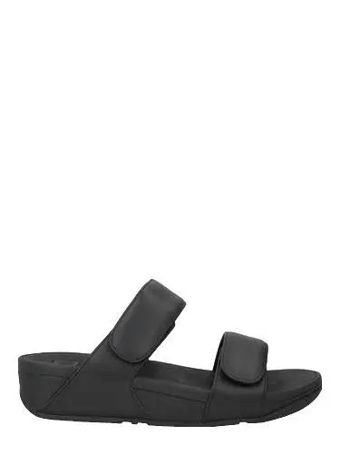 Fitflop Leather Wedge Sandals - Black