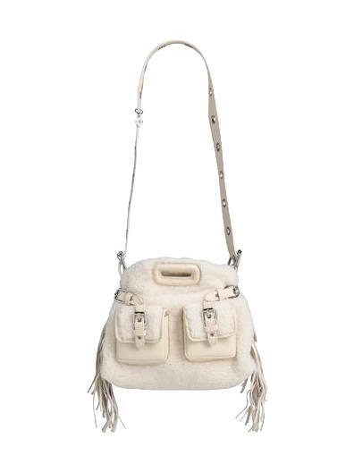 Maje Teddy Fleece Shoulder Bag - White