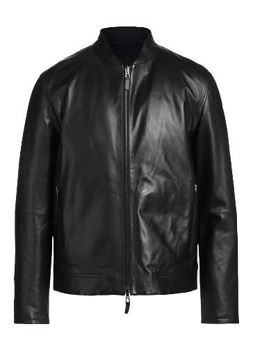 Emporio Armani Casual Jacket In Lambskin, Virgin Wool, And Cashmere - Black