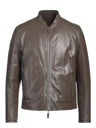 Emporio Armani Casual Jacket In Lambskin, Virgin Wool, And Cashmere - Green