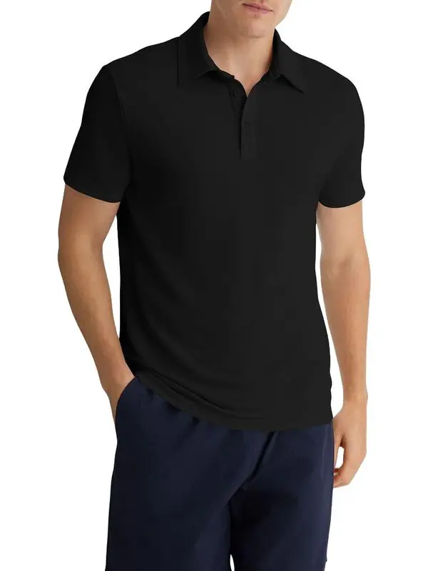 Tommy John Modal Blend Piqué Polo - Black