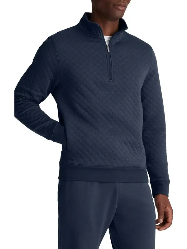 Tommy John Quilted Quarter Zip Top - Dress Blues