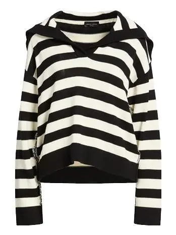 ROBERTO COLLINA Cotton Striped Hooded Sweater - Black