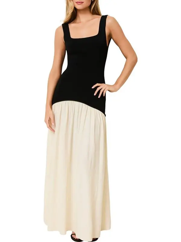 Solid & Striped The Camila Two-tone Maxi Dress - Noir X Brule
