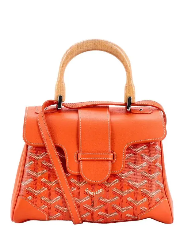 GOYARD Saigon Top Handle Bag Coated Canvas With Leather Mini - Orange