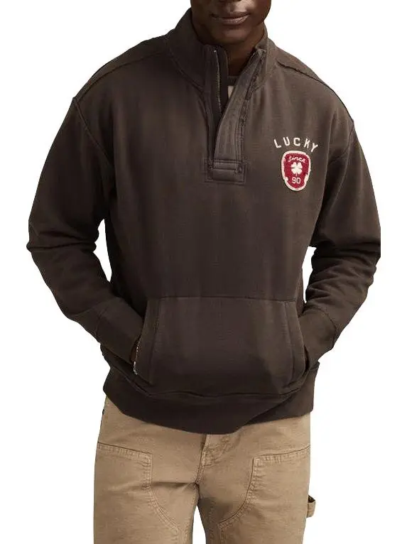 Lucky Brand Half Zip Logo Sweatshirt - Raven