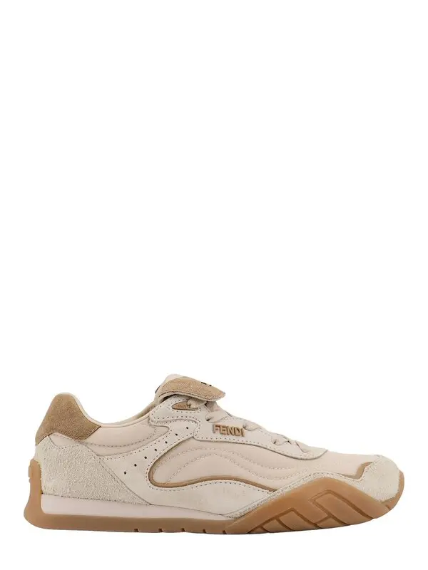 Fendi Wave Pulse Suede Sneakers - Beige