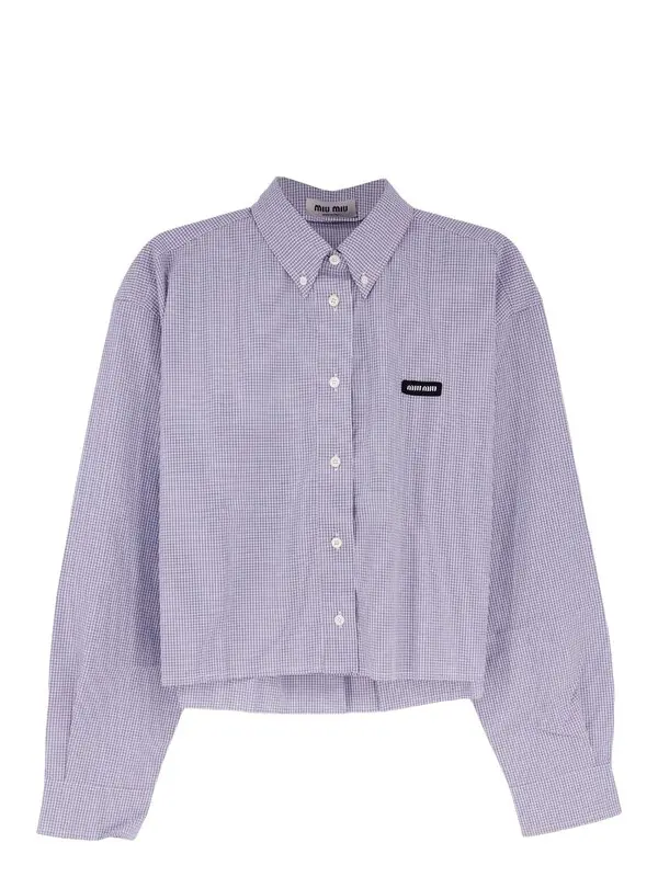 Miu Miu Pin Check Cotton Shirt - Blue